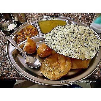 Round 4 Compartment Thali,stainless Steel 4 Compartment Round Thali ...