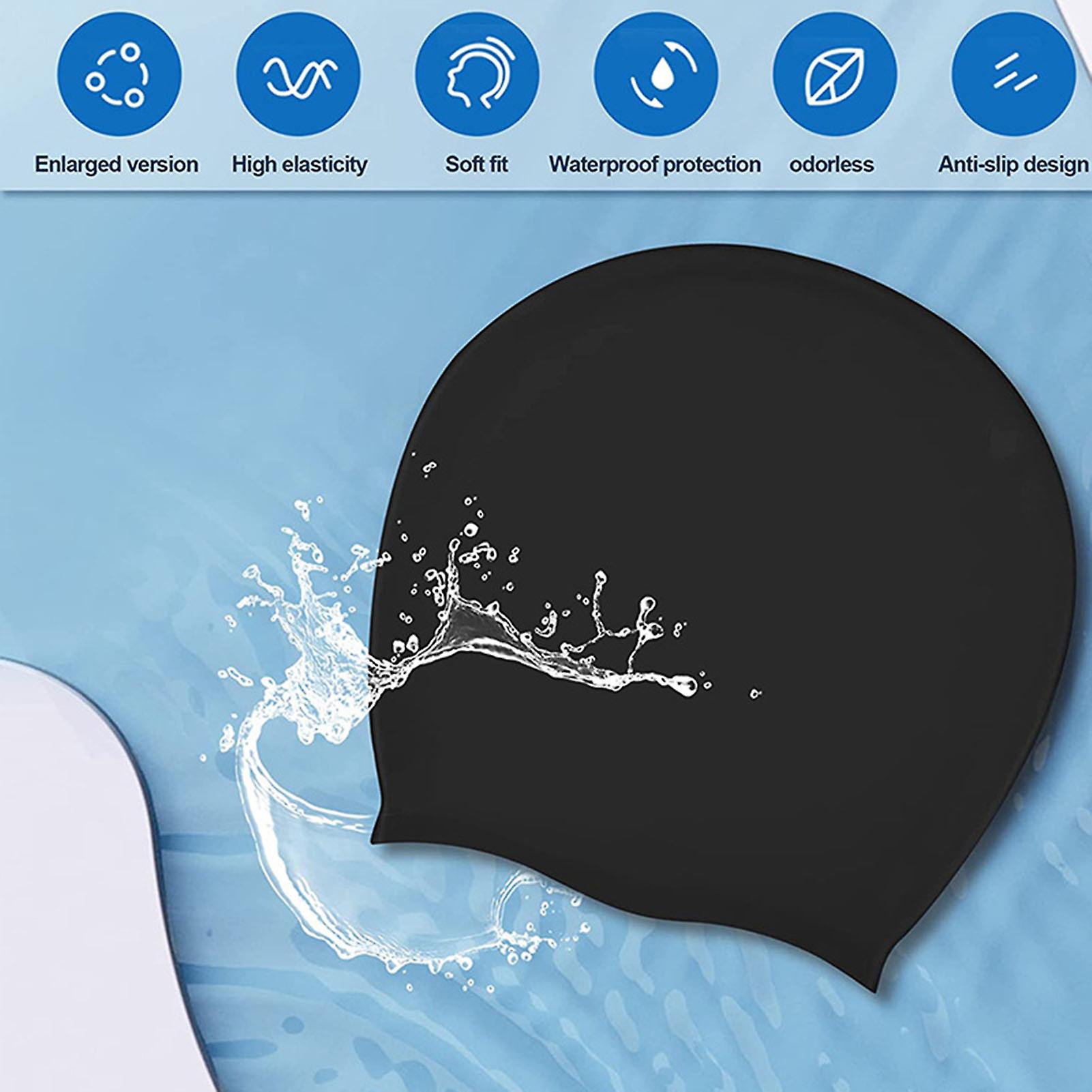 Extra Large Swim Cap For Long Hair Girls Waterproof Silicone Swimming ...