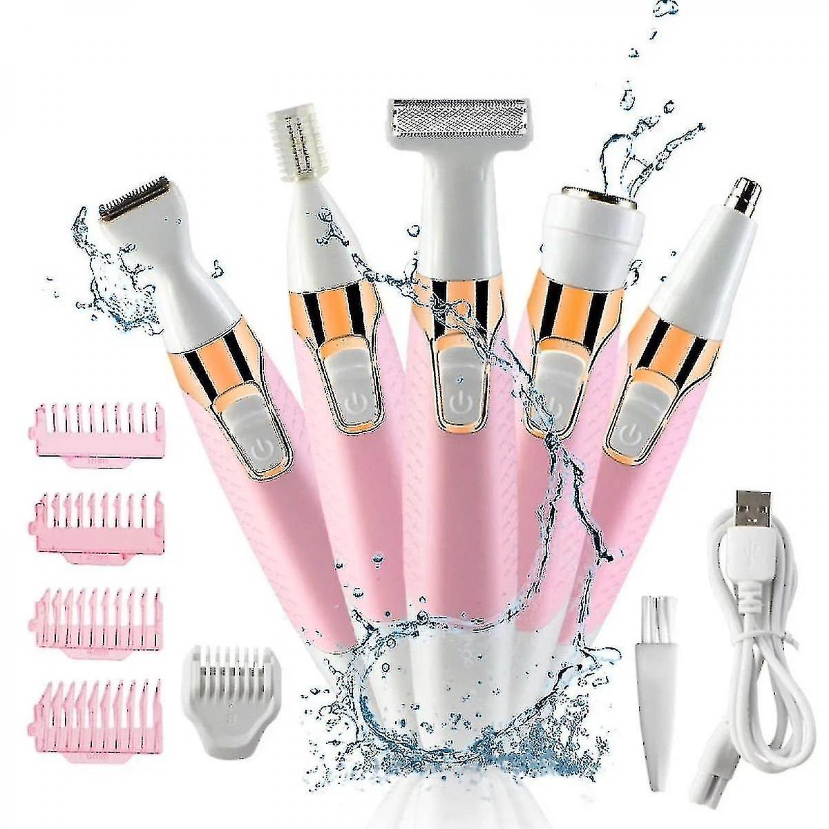 Women Bikini Trimmer, 5 In 1 Woman Electric Shaver, Rechargeable ...
