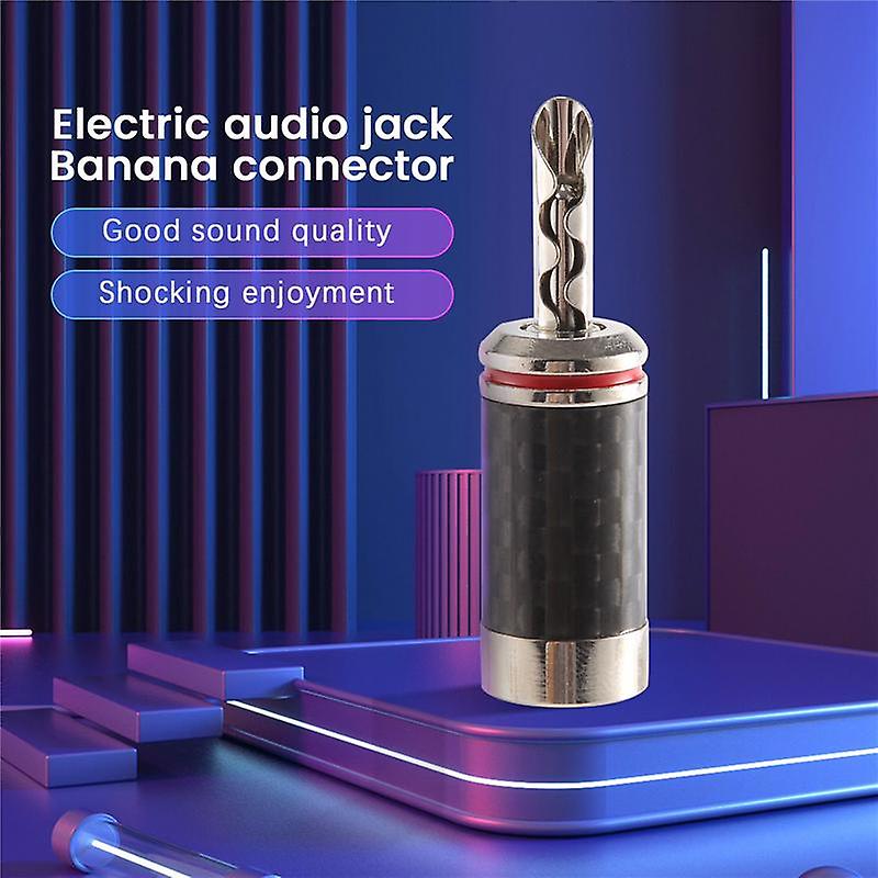 8Pcs Banana Plugs Hi-End HIFI DIY Carbon Fiber Copper Plated Rhodium ...