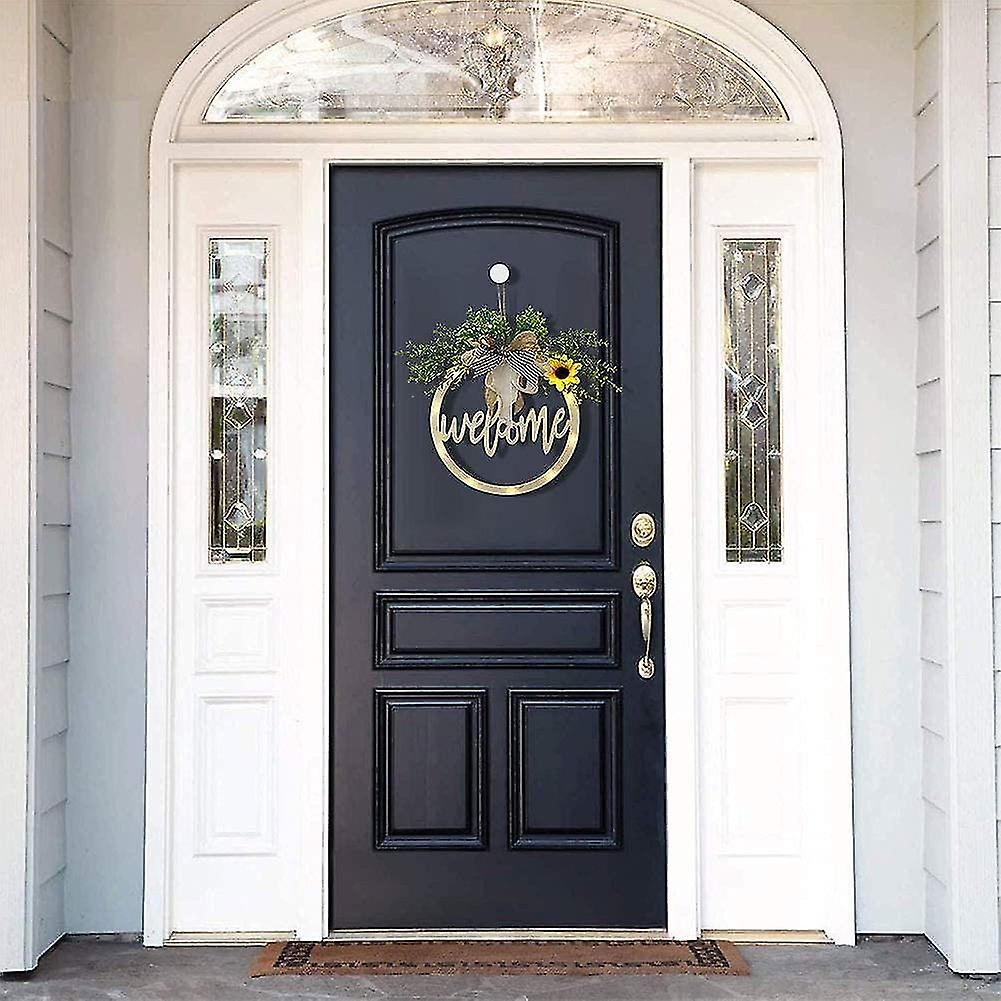 Welcome Sign, Wooden Welcome Door Wreath With Led Fairy Lights, 30cm ...