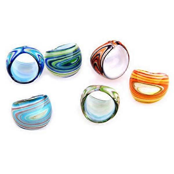 6 X Lampwork Glass Band Rings 17-19mm Multi Colors HOT | Fruugo UK