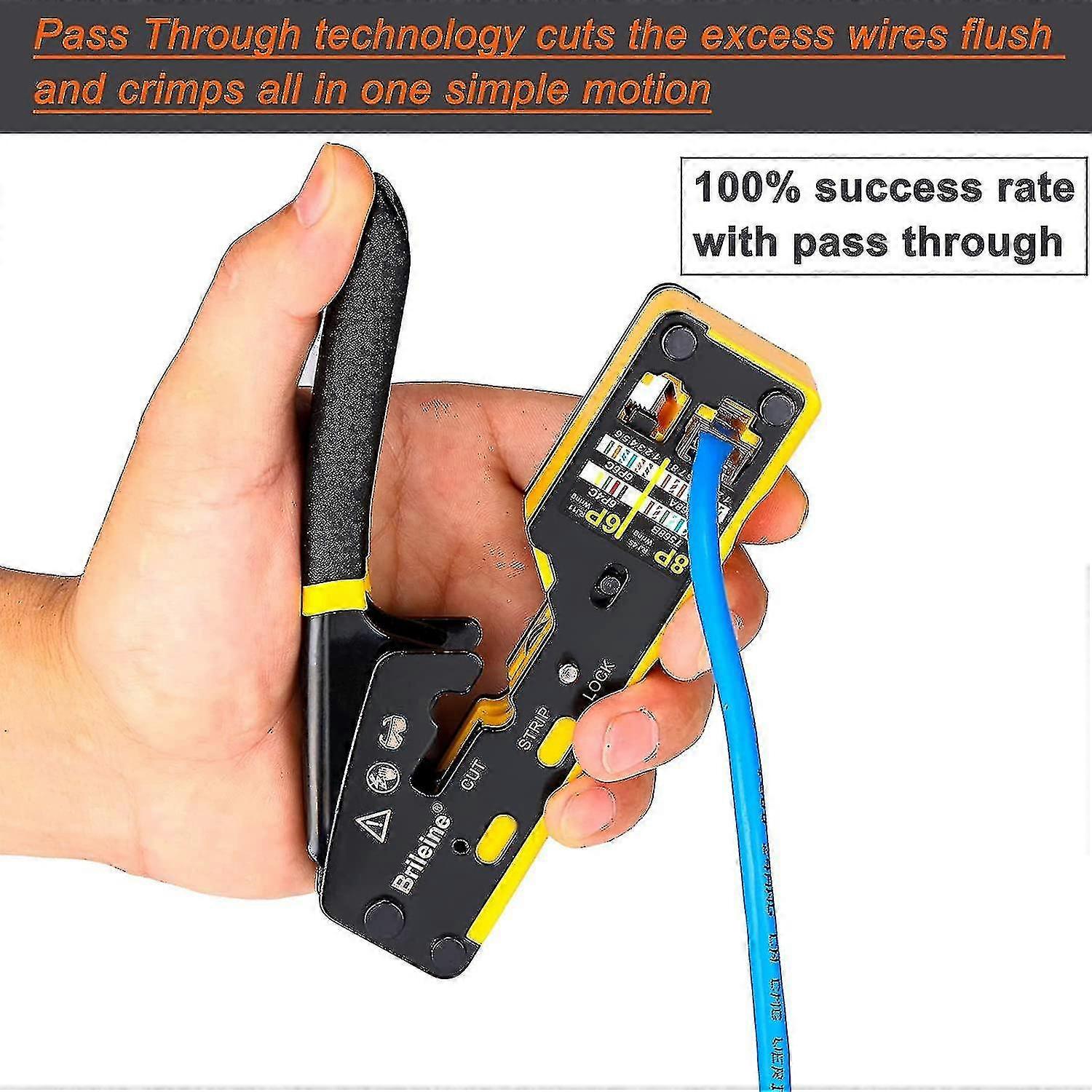 Rj45 Crimp Tool Pass Through Kit Ethernet Crimper Cat5 Cat5e Cat6 ...