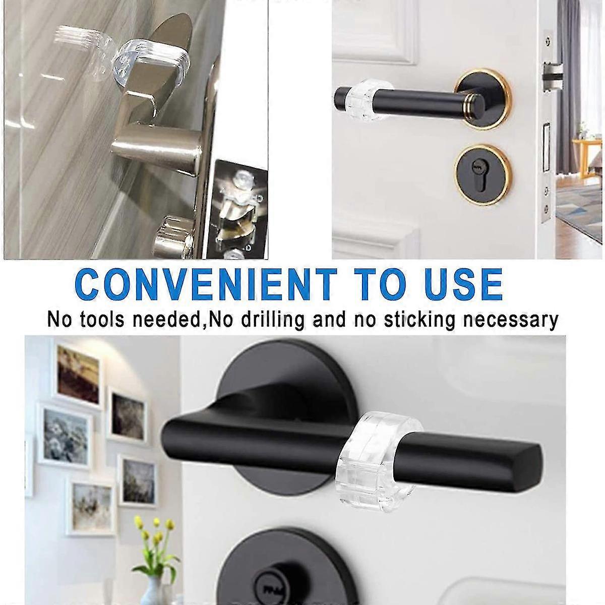 Doorknob Buffers - Set Of 6 Transparent Double Door Stoppers Handle ...