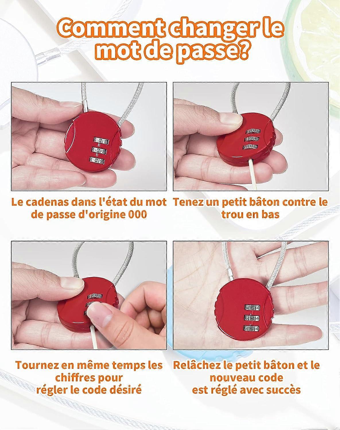 Luggage Lock 3 Digit Cable Lock Suitcase Combination Lock Suitcase ...