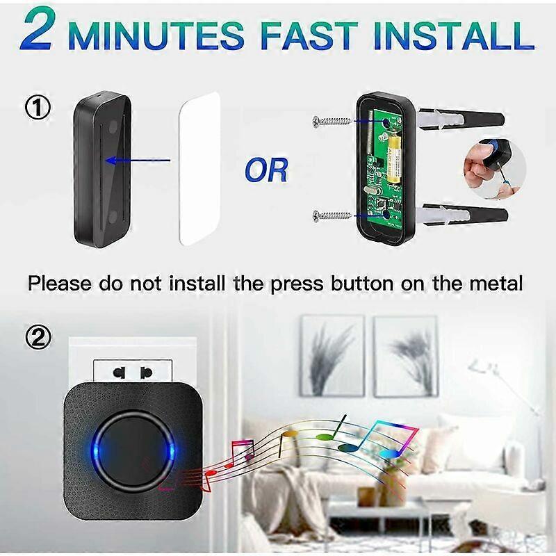 Wireless Doorbells, 55 Melodies 5-Levels Volume and, IP55 Waterproof ...