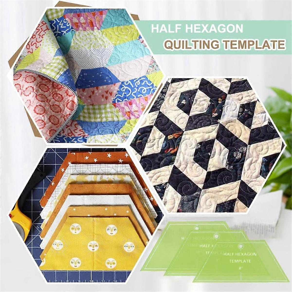 3 Pcs Half Hexagon Quilting Template Acrylic Quilting Template Ruler 8 ...
