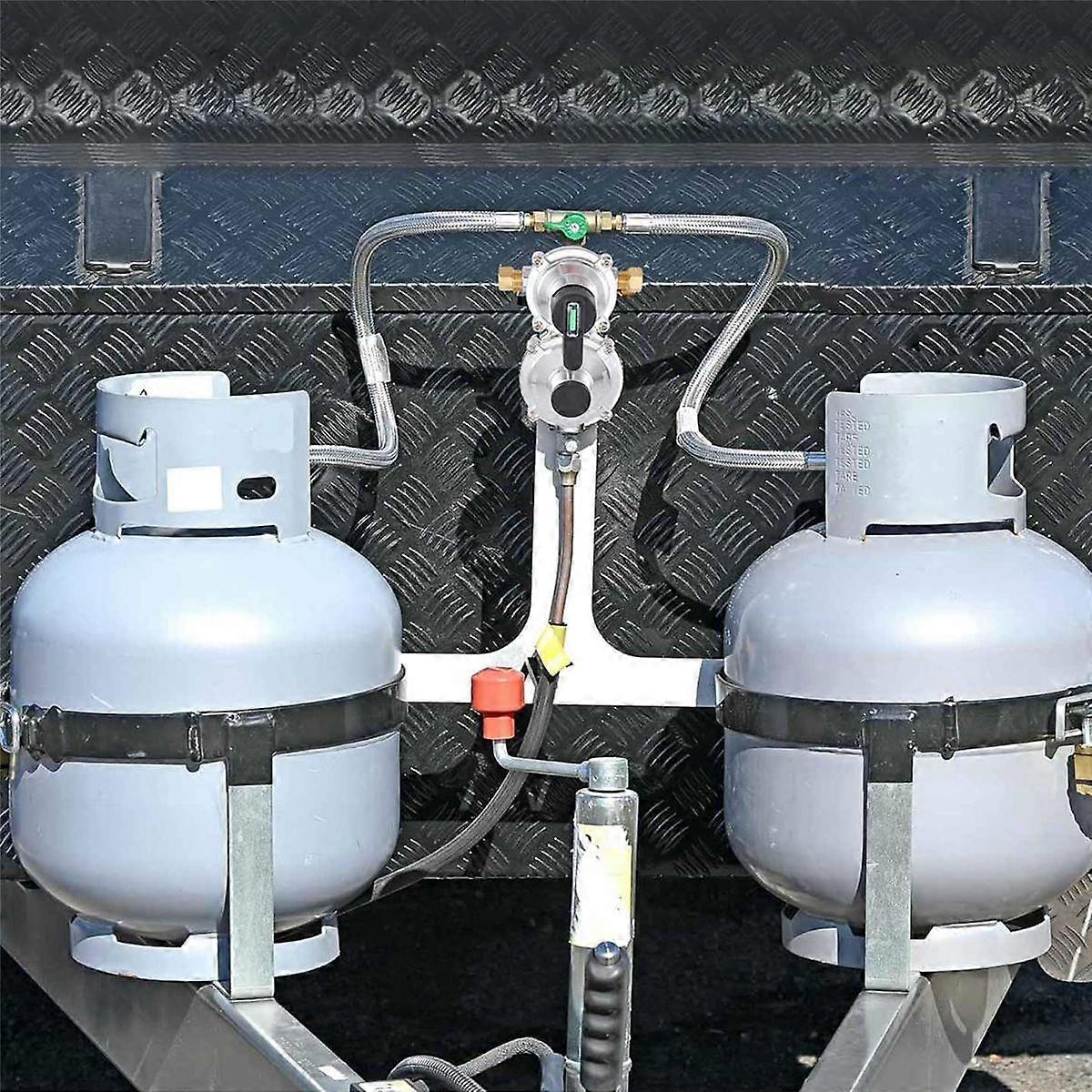 RV Propane Regulator with Hose, Heavy Duty 2-Tank 2-Stage Auto ...