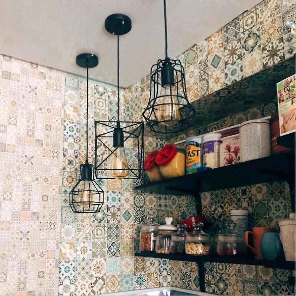 Retro Industrial Pendel Light Nordic Black Metal Cage Lighting Fixtures ...