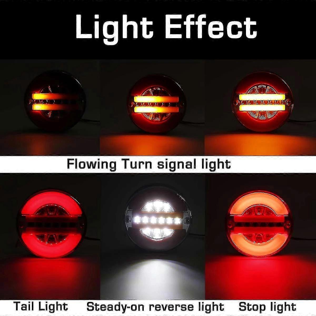 4 Inch Trailer Dynamic Tail Light 24v Led Truck Brake Light Led Round ...