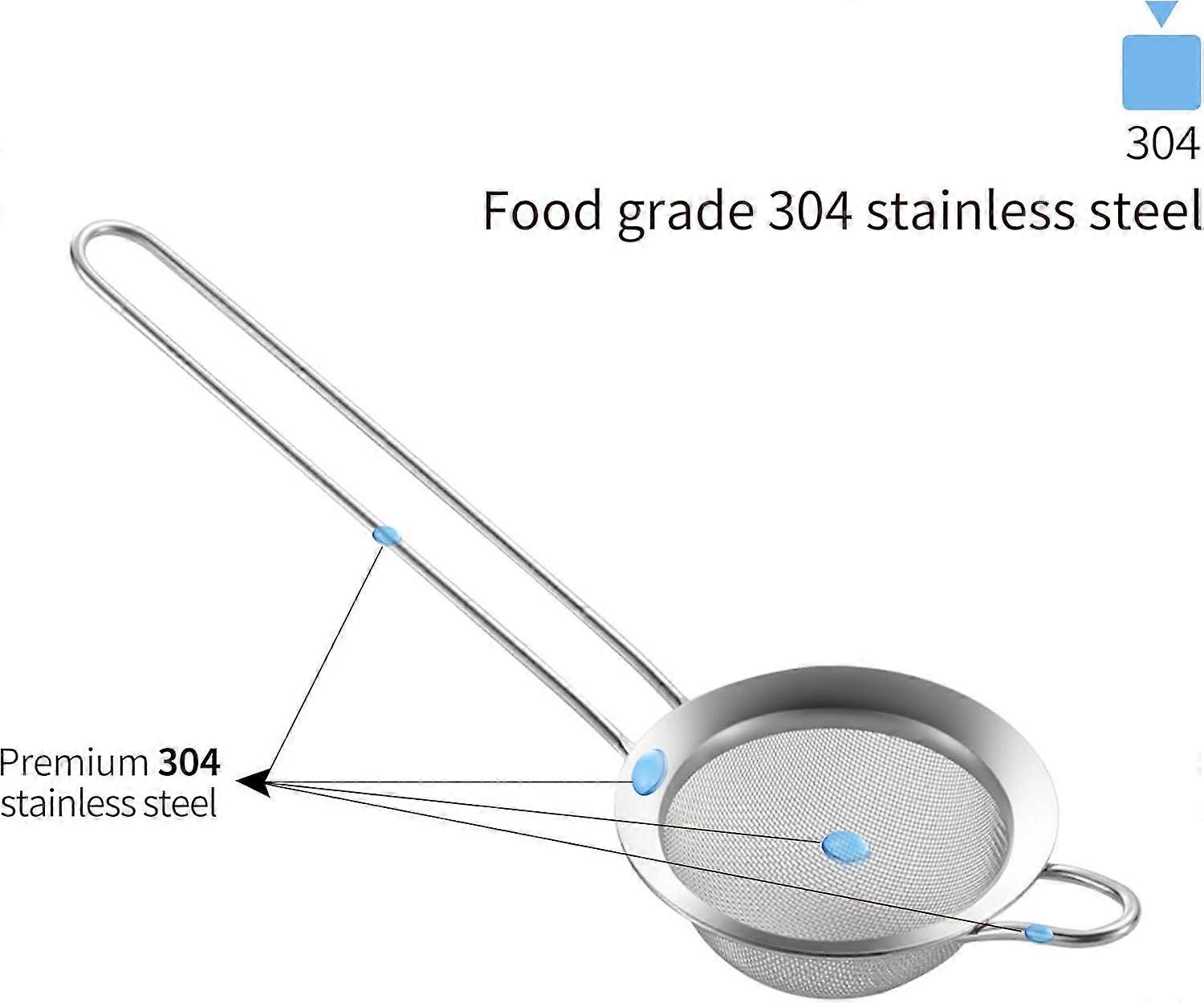 SBSG 304 Stainless Steel 3.15 inch Fine Mesh Strainers for Kitchen ...