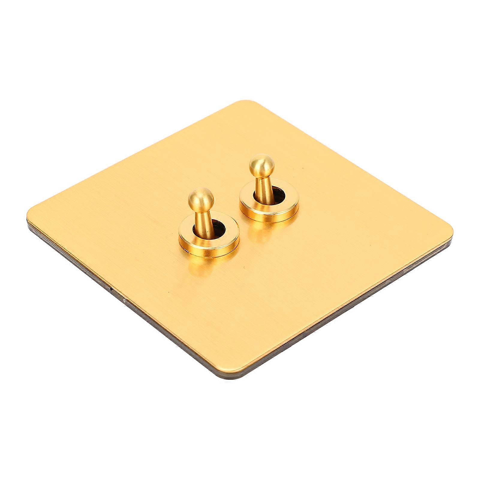 Toggle Switch Imitation Gold Stainless Steel Panel Dual Control Wall ...