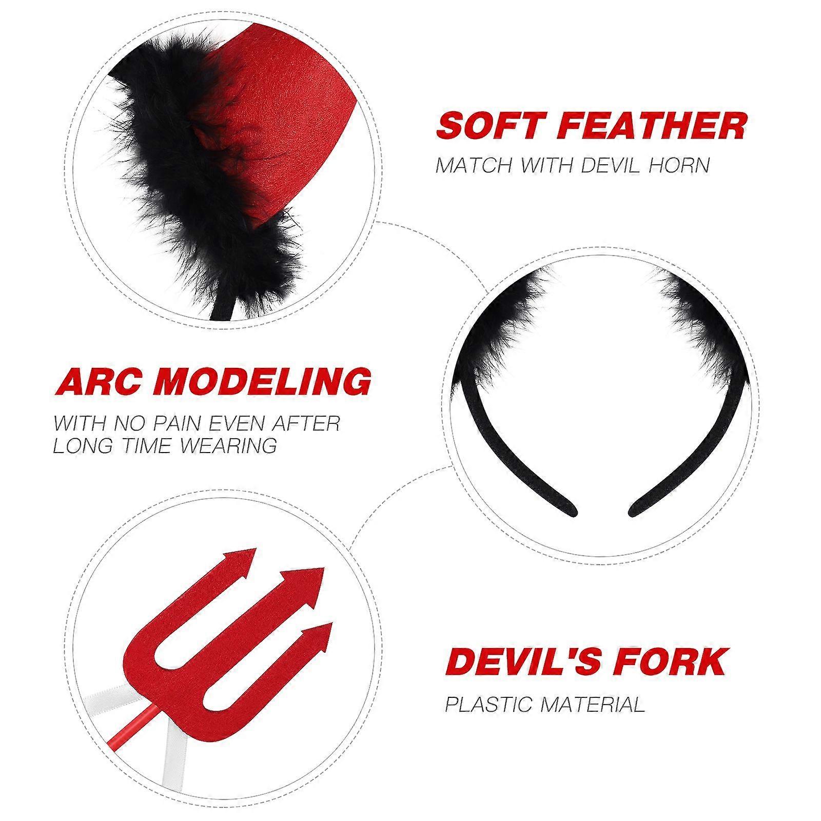 KESYOO Devil Wing Triangle Fork Headwear Set Halloween Cosplay Costume ...
