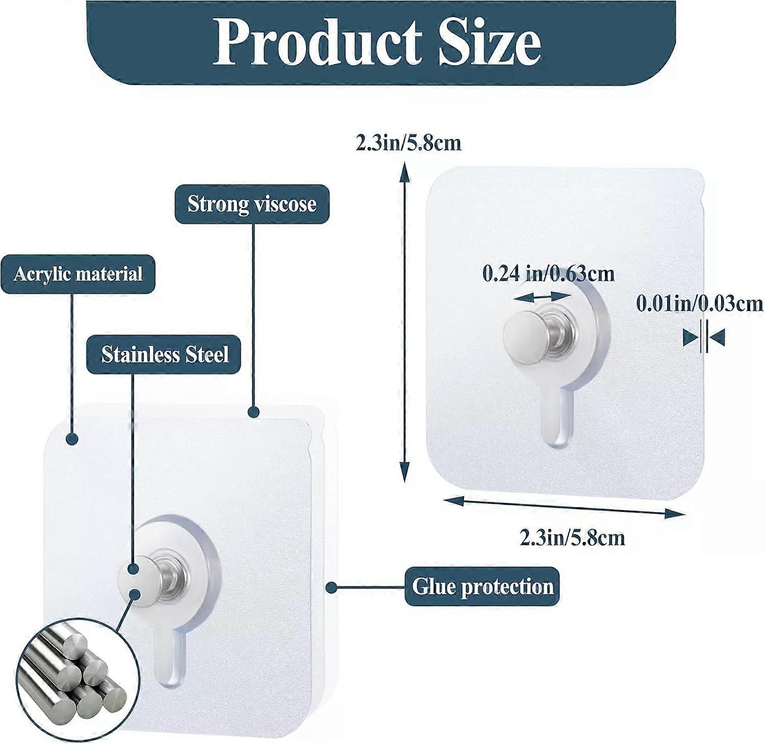 Adhesive Hooks, 20 Pack Heavy Duty Drill Free No-Trace Sticker for ...