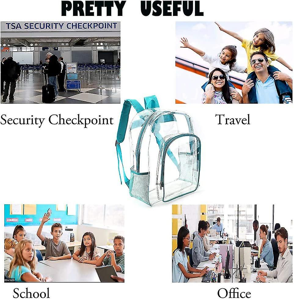 Heavy Duty Transparent Clear Backpack Plastic For School Work (blue ...