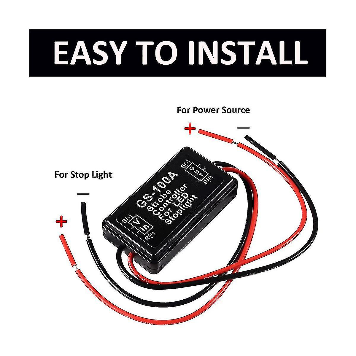 Gs-100a Brake Light Flasher Module, Dc 12-24v 2a 24w High Brake Controller Tail Lamp Safety ...