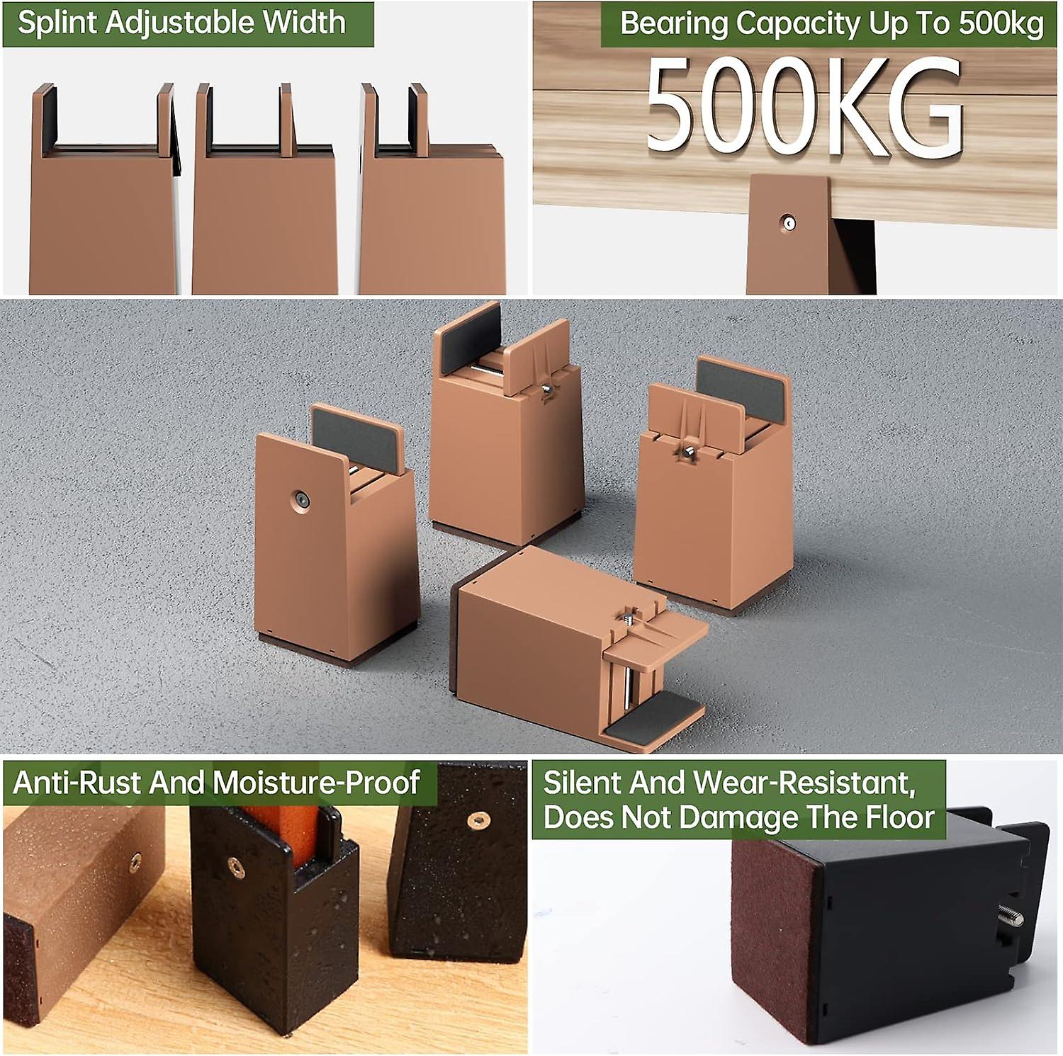 Bed Risers,4 Inch Adjustable Desk Riser Blocks with 4 Pack Heavy Duty ...