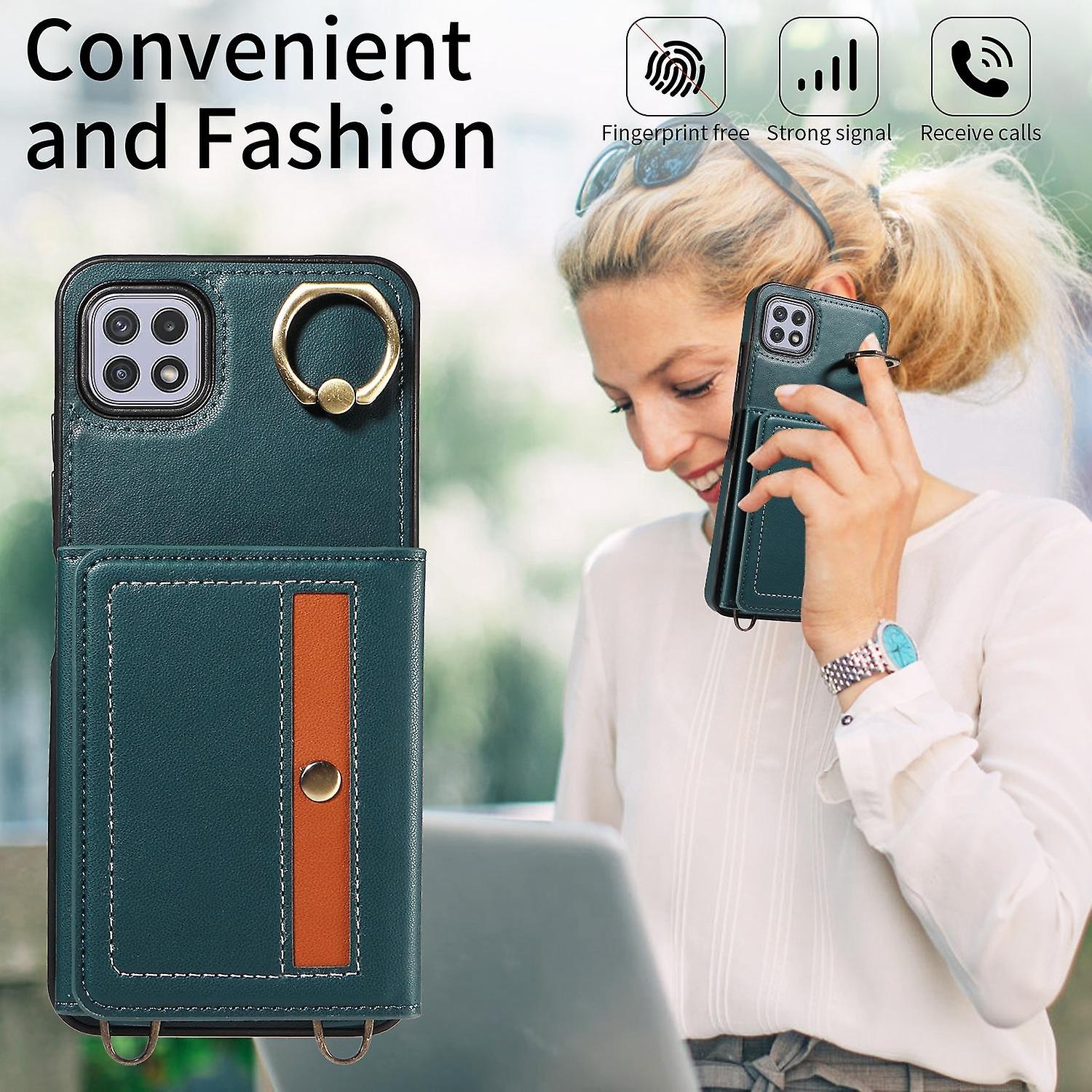 Ring Holder Leather Case For Samsung Galaxy A22 5G | Fruugo UK