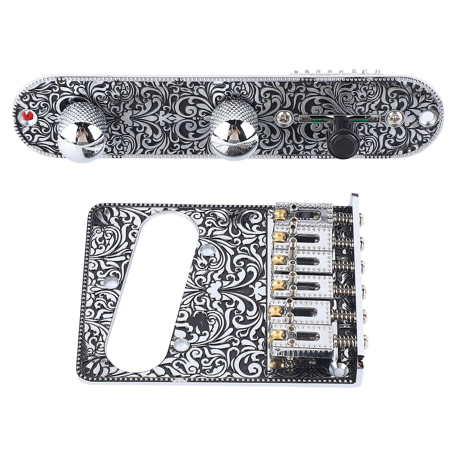 Engraved Electric Guitar Bridge Volume Control Plate Set Guitar Bridge ...