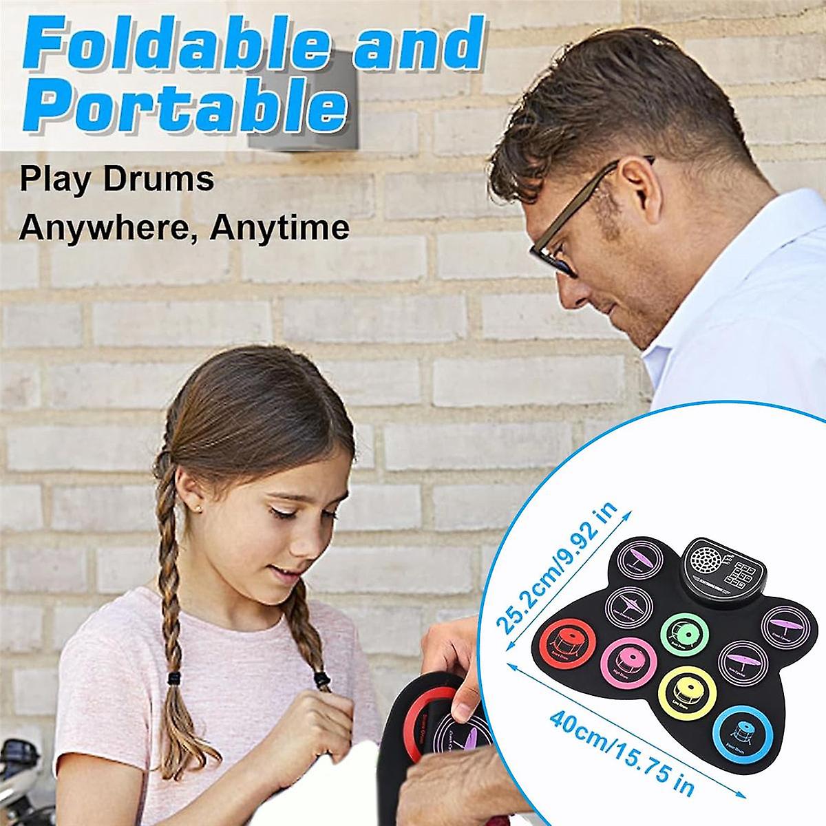 Hand Roll Drum Set,9 with Headphone Jack,Electronic Drum Kit Built-in ...