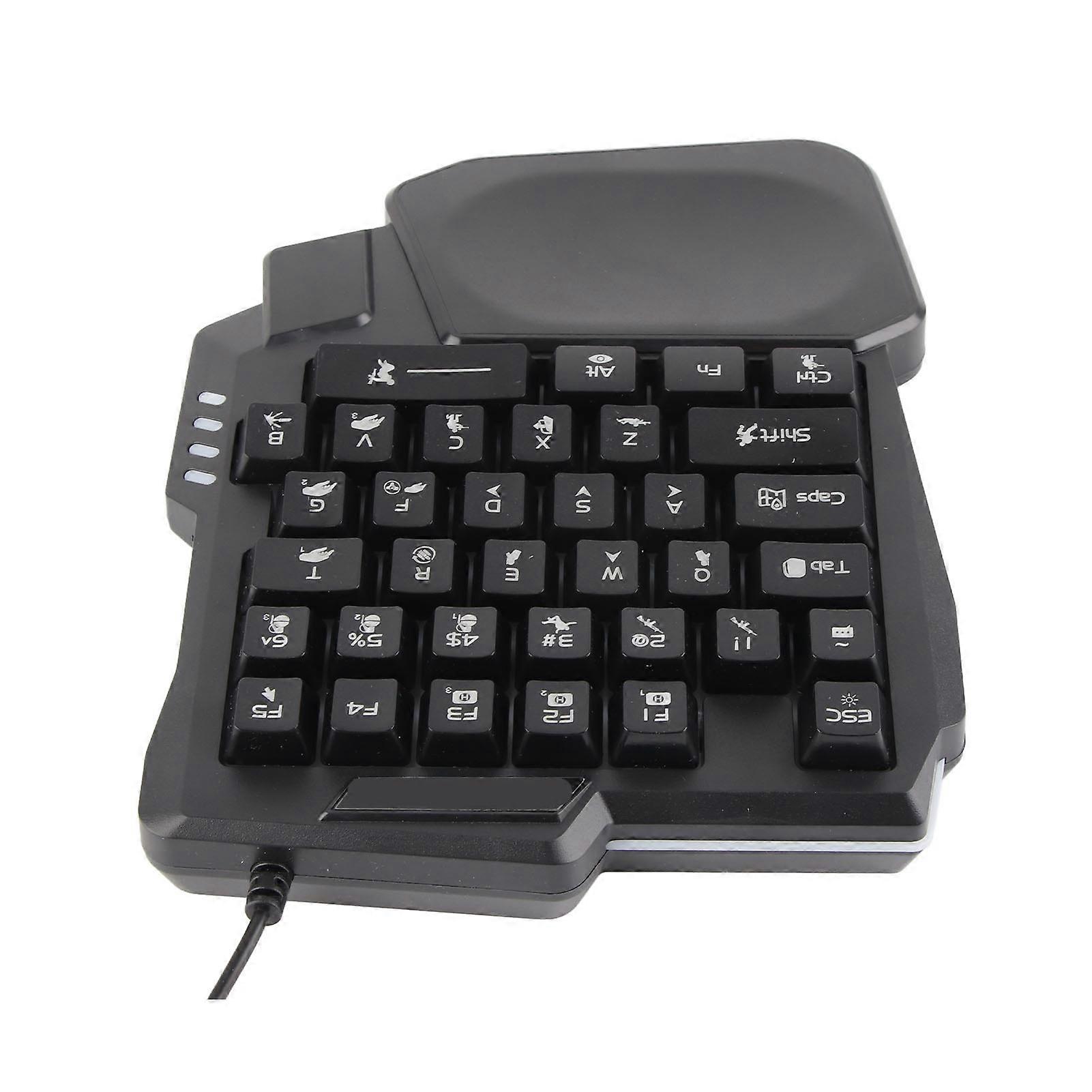 One Handed Gaming Keyboard 35 Keys Waterproof Wide Palm Rest Black ...