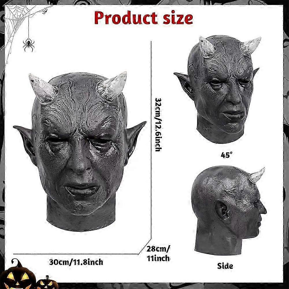 2024 Halloween Horror Demon Mask Scary Horn Devil Full Head Latex Masks ...