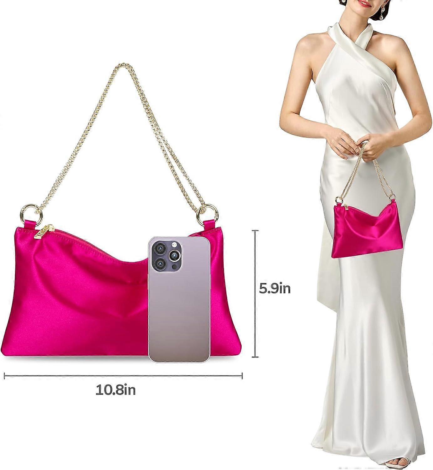 Women Satin Evening Handbag Wedding Prom Clutch Purse Formal Cocktail ...
