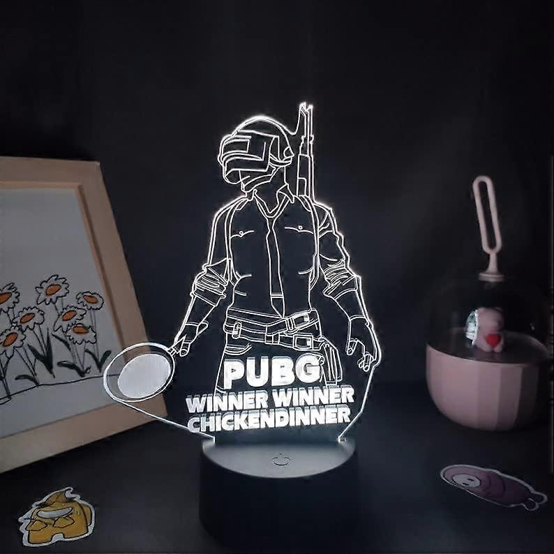 King PUBG lamp 3D Illusion Night Light,Remote Control Table Desk Lamps ...