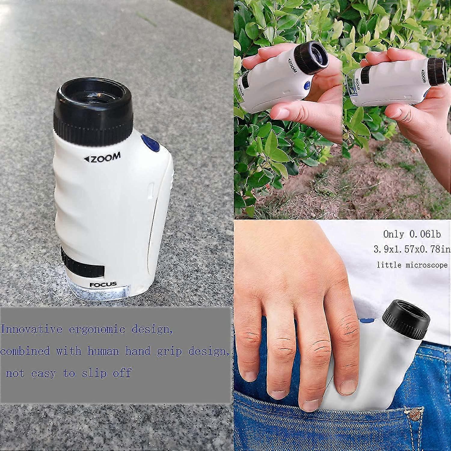 Pocket Microscope For Kids Adults,stem Handheld Microscopes 60x-120x ...