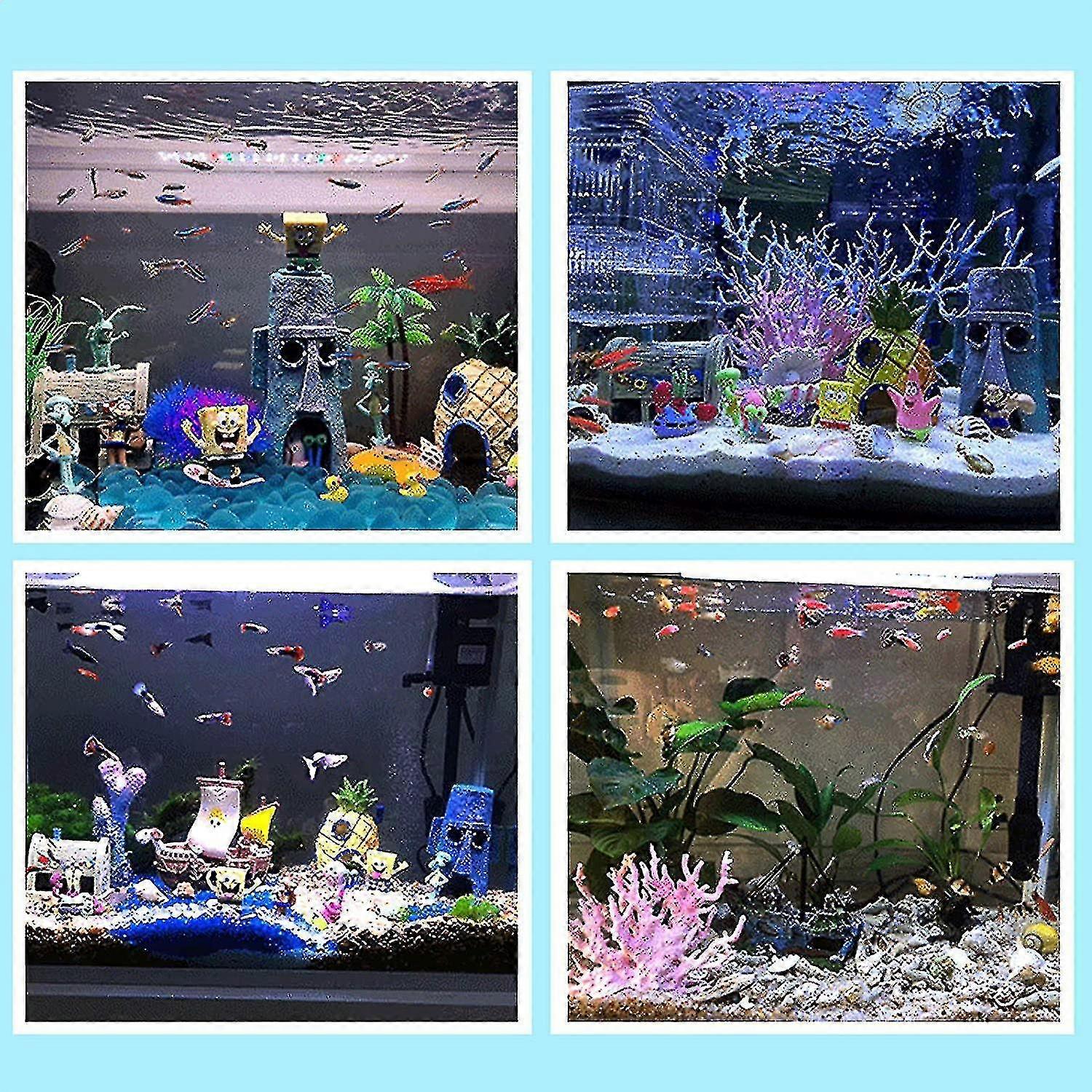 Spongebob Aquarium Decoration Betta Small Fish Tank Ornament, Set Of 3 ...