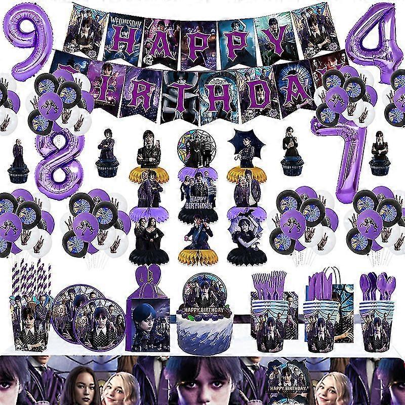 Wednesday Addams Theme Birthday Party Decorations Supplies Children ...