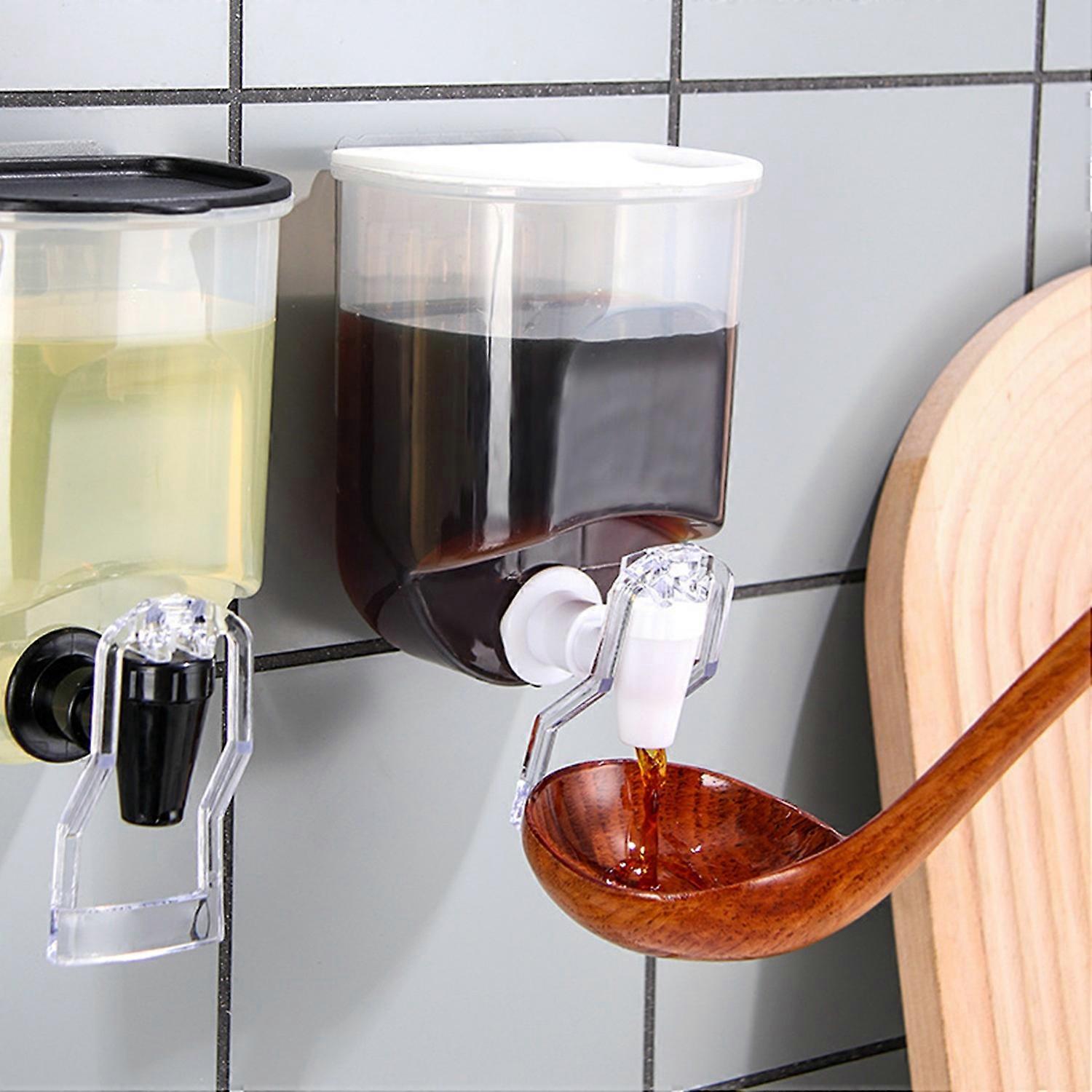 1/2Pcs Oil Bottle Dispenser for Kitchen Wall Mounted Clear Plastic ...