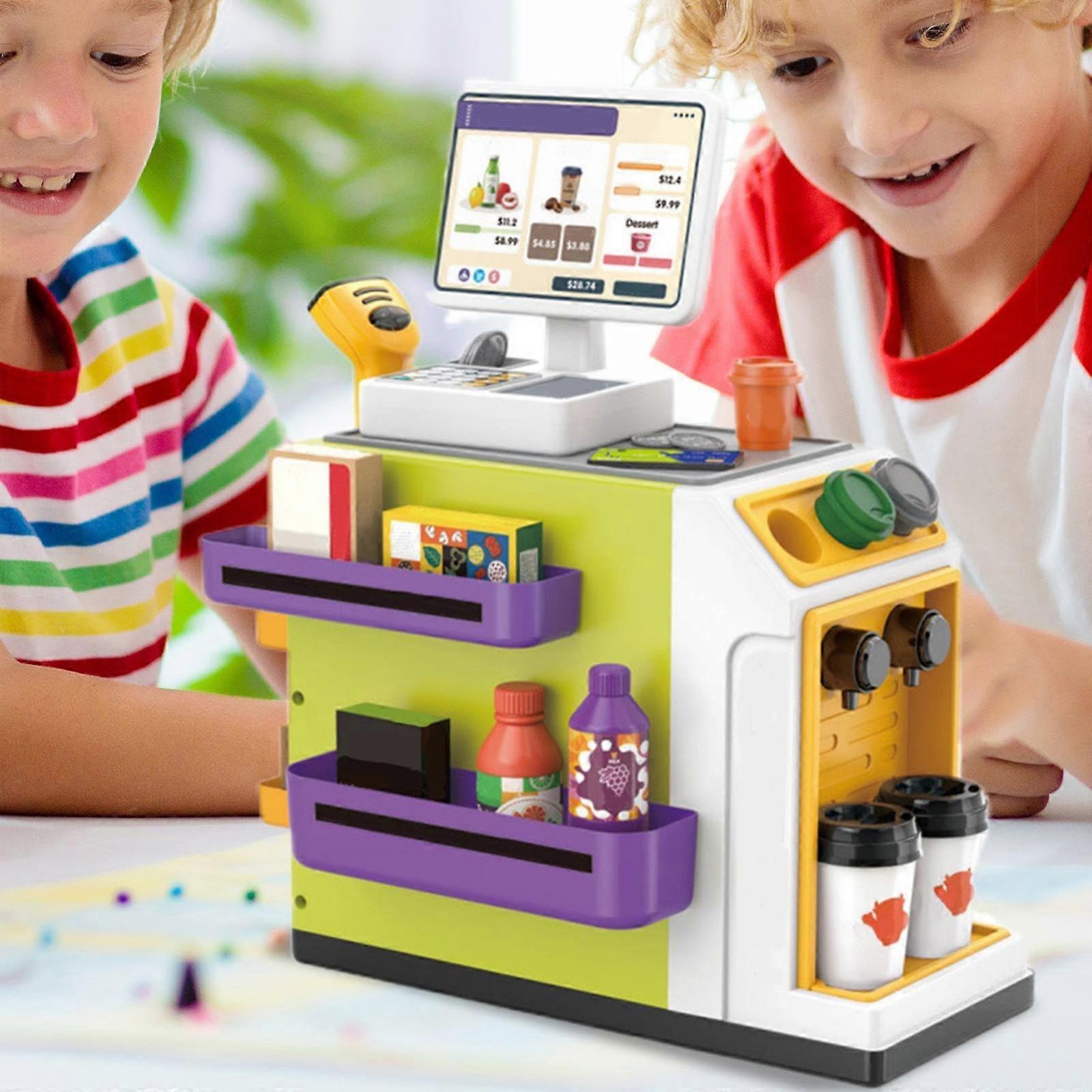 Toys Pretend Grocery Store Counter Kids Supermarket Coffee Maker Toy ...