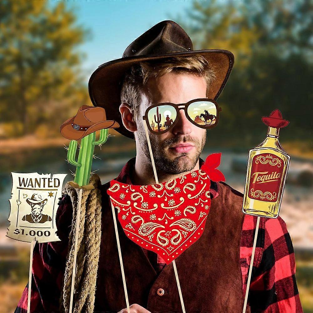 Western Cowboy Photo Booth Props Cowboy Wanted Poster Selfie Frame Kit ...