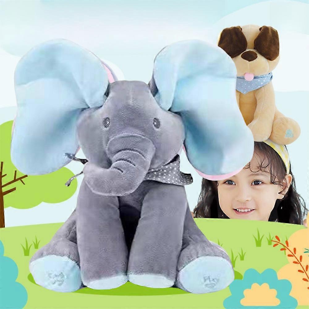 Blue Hide and Seek Singing Elephant Plush Toy, Musical Interactive Toy ...