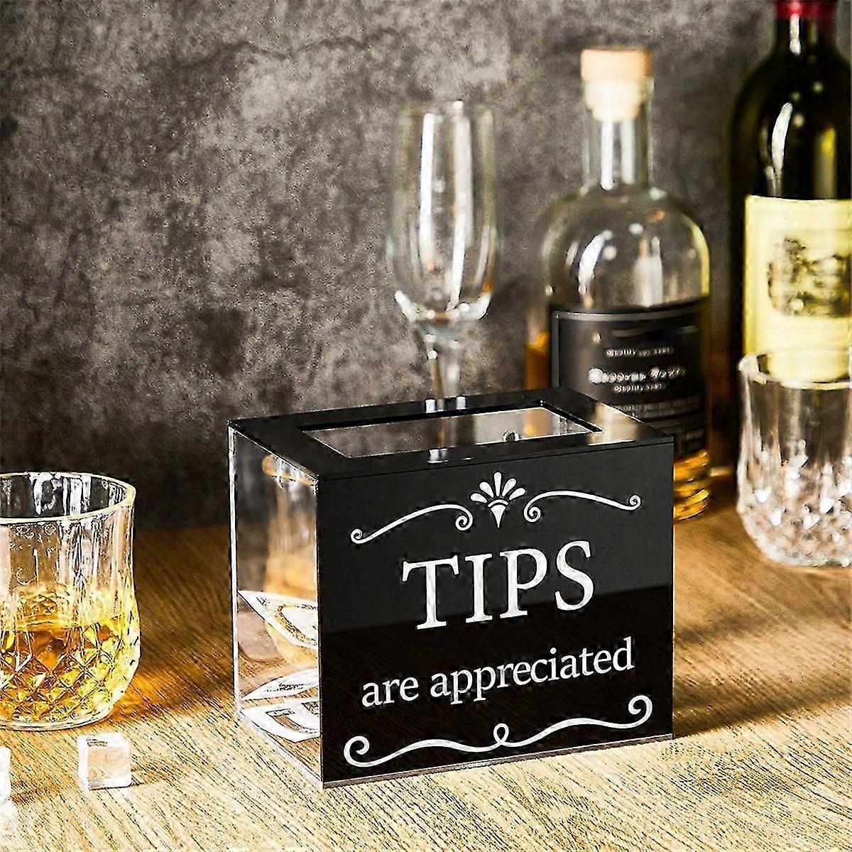 Tip Jars for Money Acrylic Tip Cash Box Donation Tip Bucket 6x4x5 Inch ...