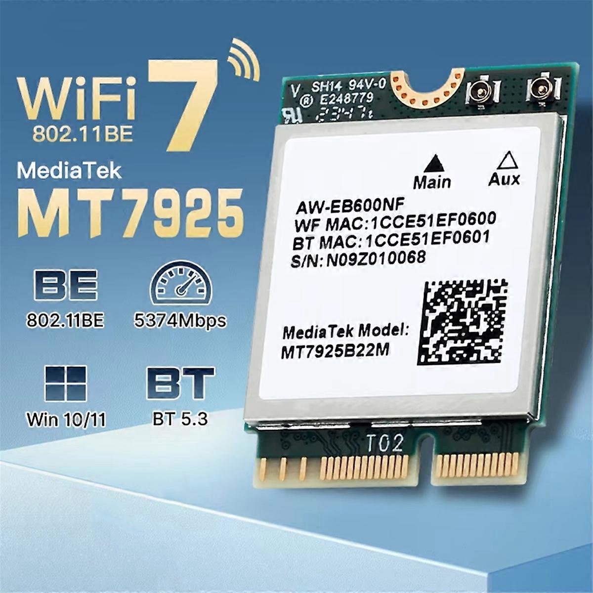 MT7925 WiFi 7 Network Card 5400Mbps Bluetooth 5.3 Tri Band 2.4G 5Ghz 6GHz Wireless Network ...