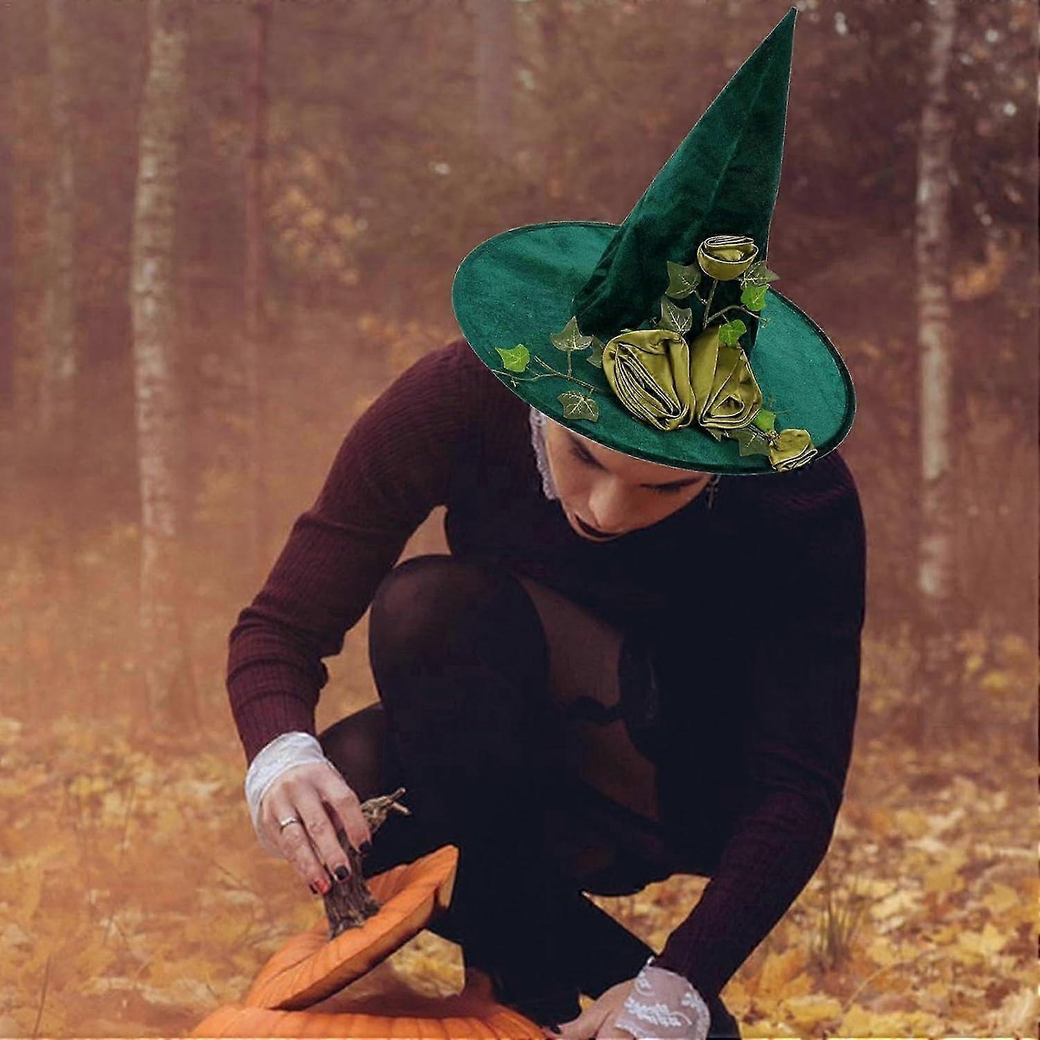 Women's Green Wizard Hat Floral Vine Carnival Costume Accessory | Fruugo UK