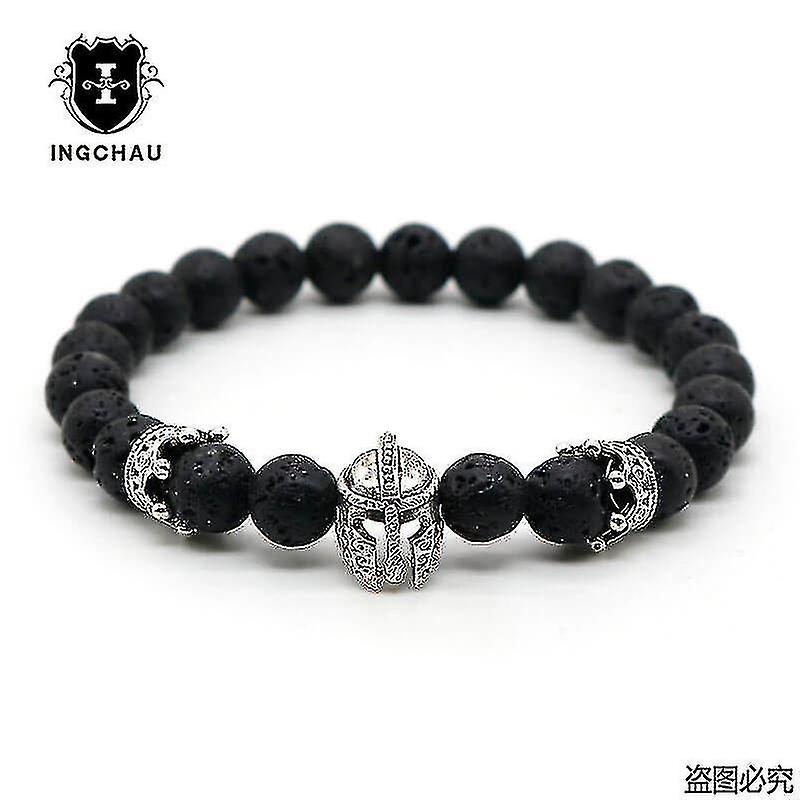 Antique Bronze Roman Knight Warrior Spartan Bracelet Men Jewelry Lava ...