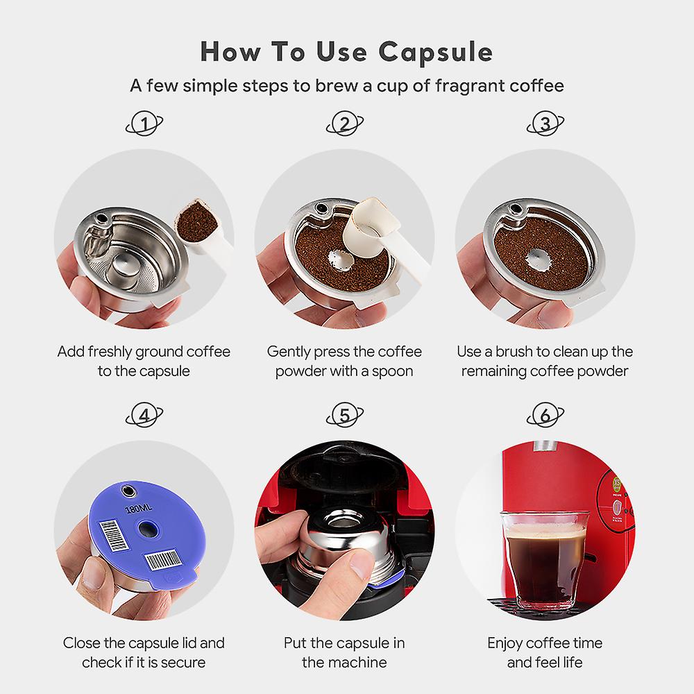 60ML/180ML/200ML Refillable Coffee Capsule Body Cup Lid Filter Box for ...