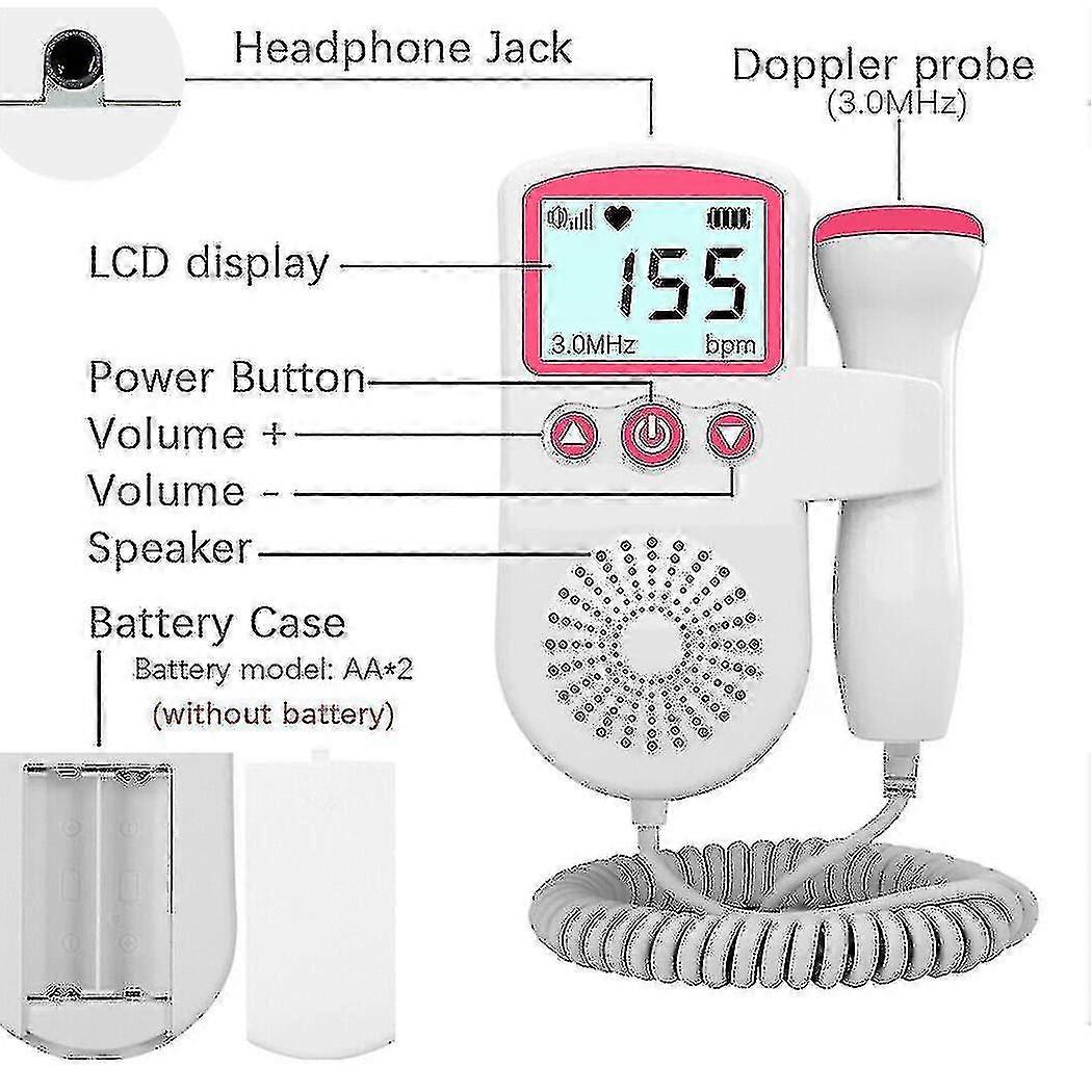Fetal Doppler Detector Baby Heart Beat Rate Probe Prenatal Monitor ...