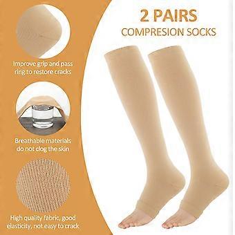 3 Pairs Women's Open Toe Compression Socks, 15-20 Mmhg Compression ...