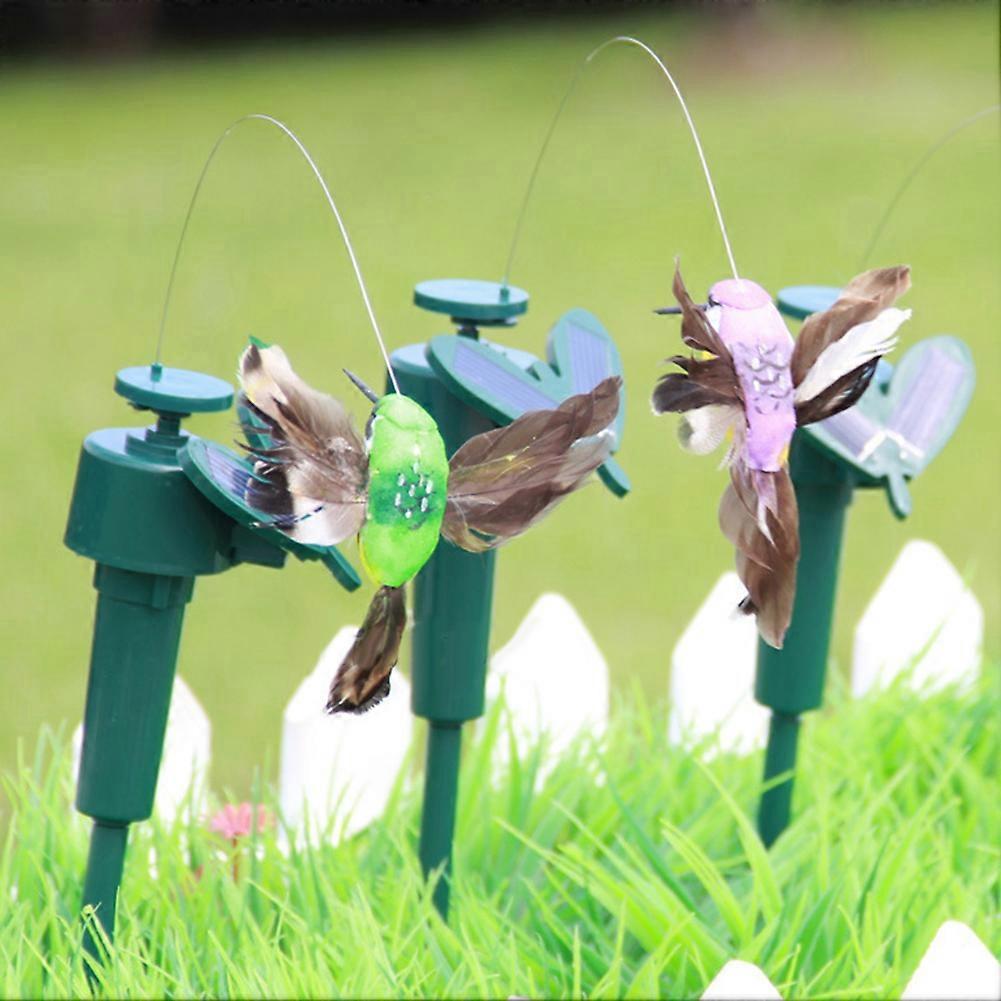 Solar Powered Flying Feather Wing Fake Hummingbird Yard Garden Ornament ...