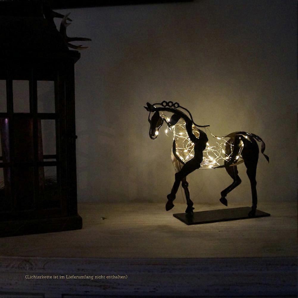 Metal Handicrafts Rustic Standing Horse Statue With LED Light Home ...