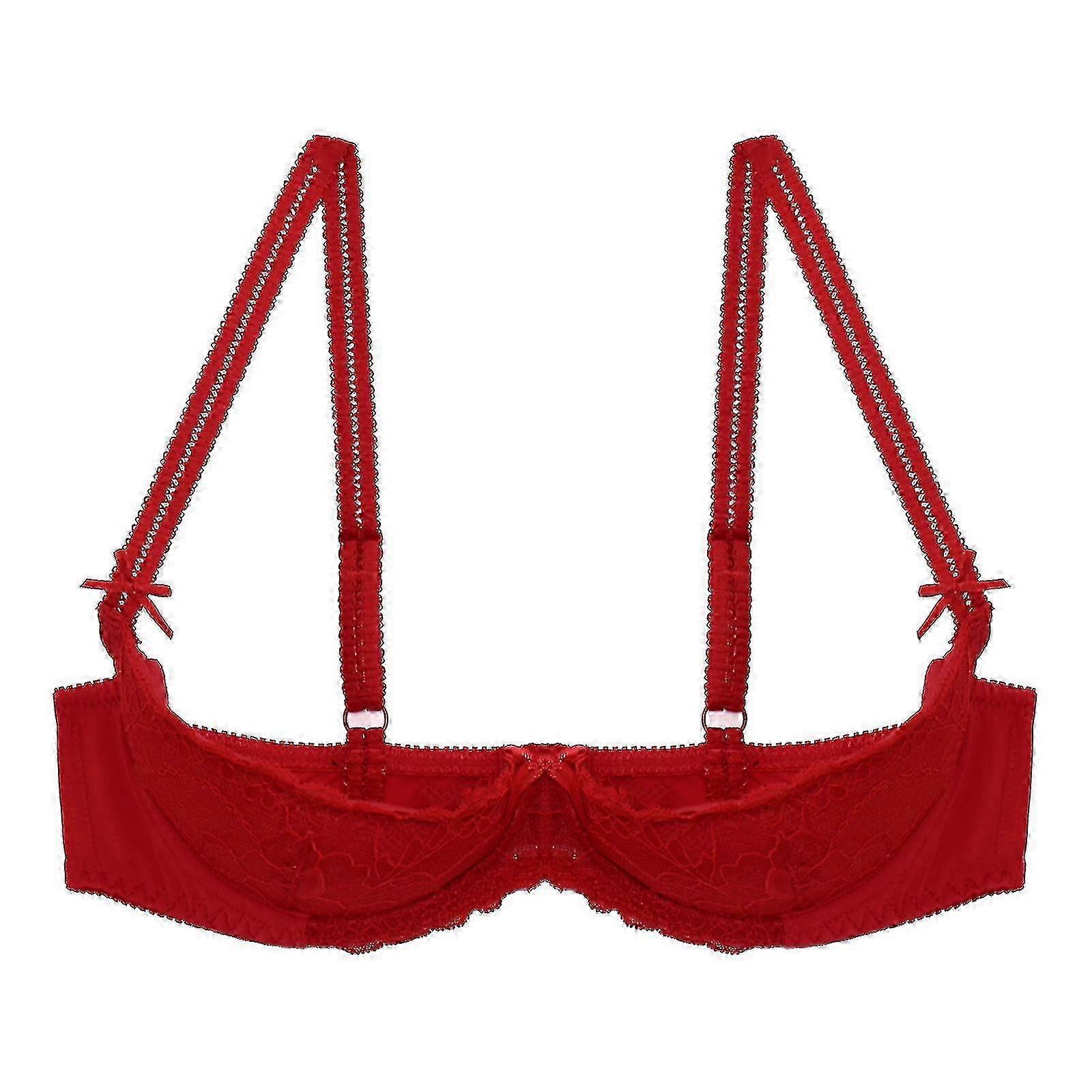 Womens Lingerie Open Chest Bras 1/2 Cup Push Up Underwire Lace Bra ...