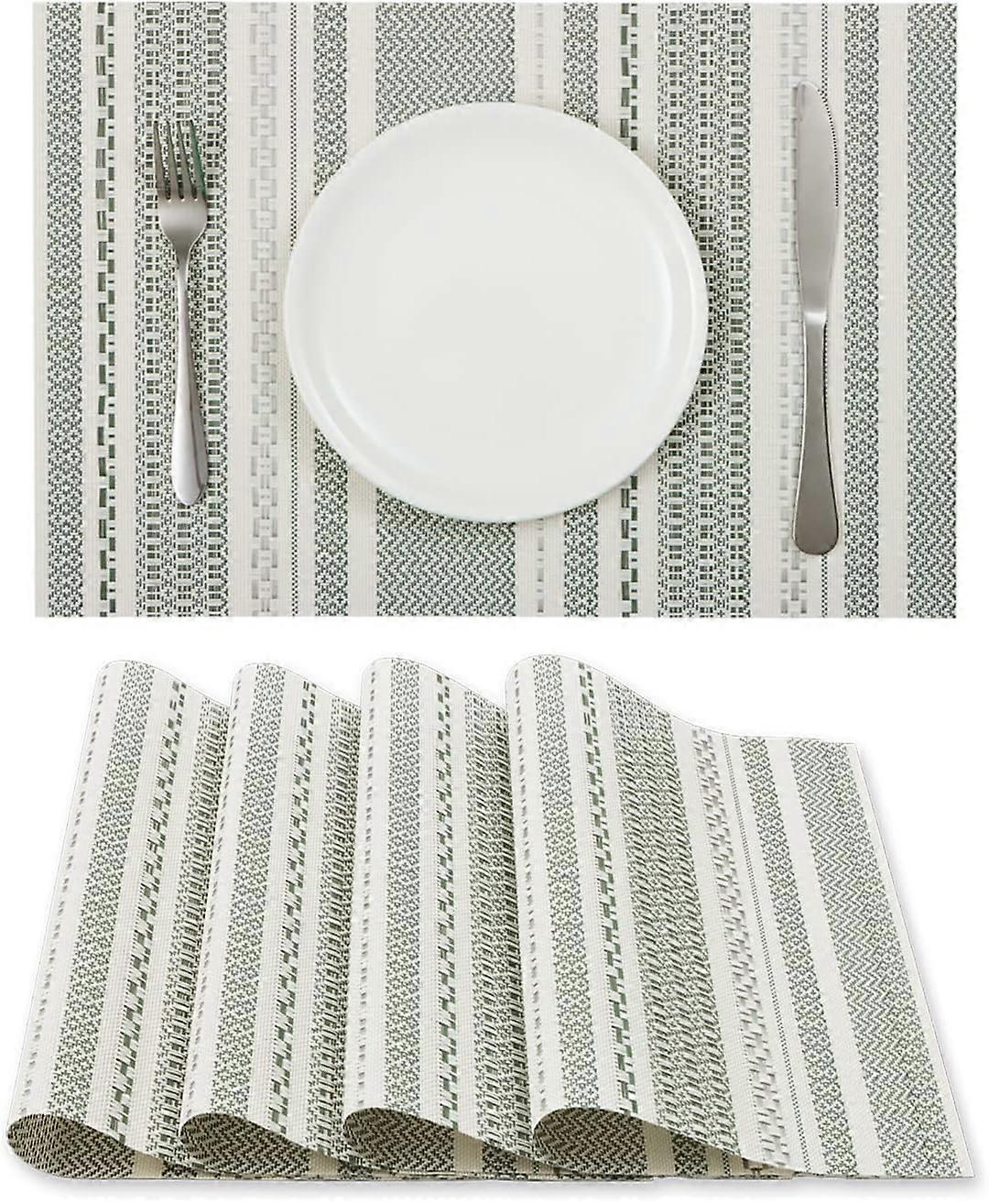 Green Placemats Set of 4,Vinyl Table Place Mats Heat Stain Resistant ...