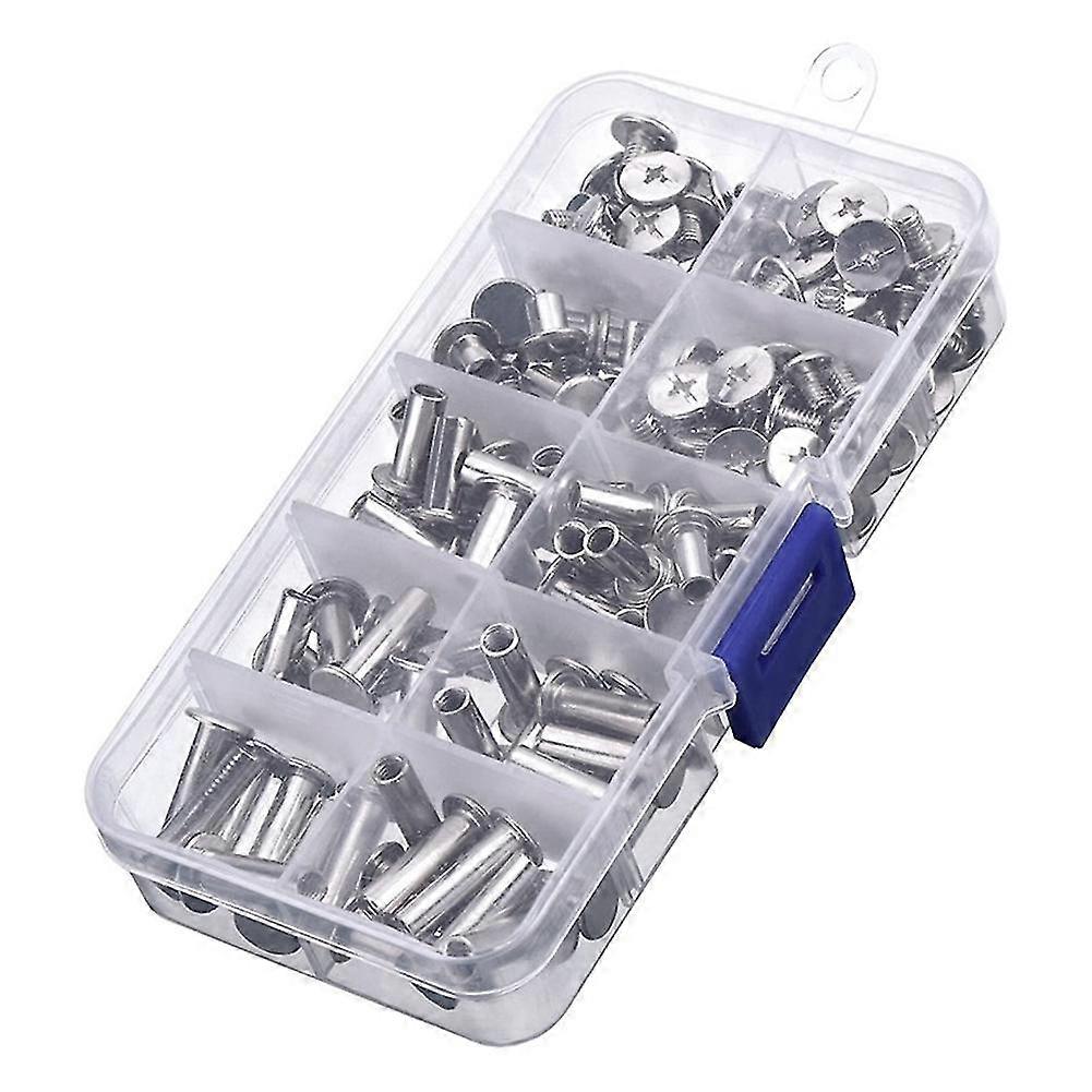 80 Sets Chicago Screws 5 Sizes 6 10 12 15 18mm Binding Screws Studs ...