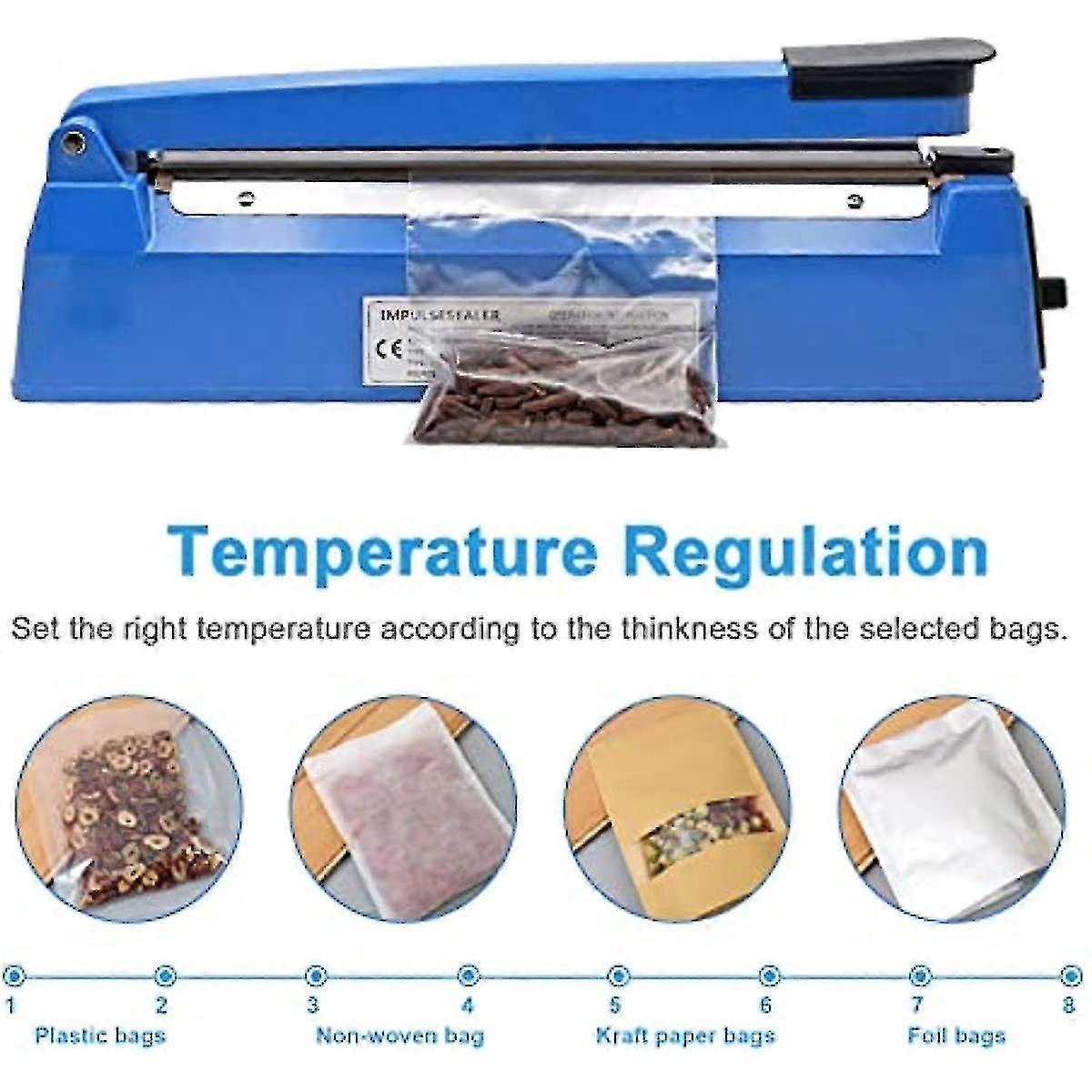 400mm 16 Manual Impulse Heat Sealer Portable Food Film Sealing Machine ...