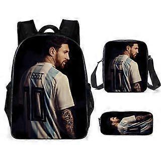 Football star Messi printed backpack three-piece set children's ...