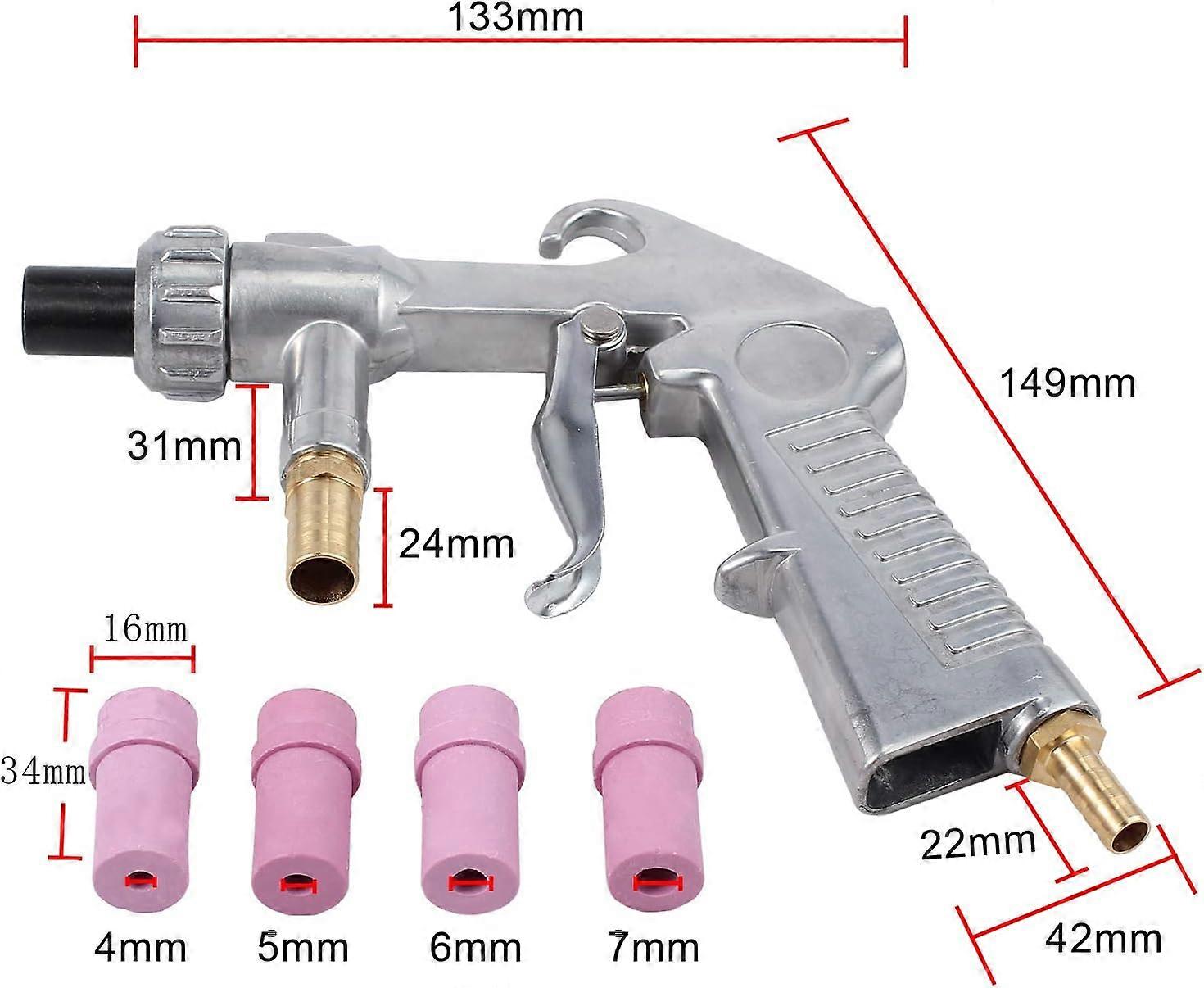 Sand Blasting Gun Sandblaster + 4Pcs Ceramic Nozzles + Extra Iron ...